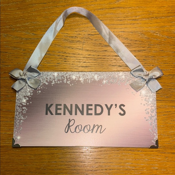 Other | Pink And Silver Decorative Room Sign With Bows | Poshmark